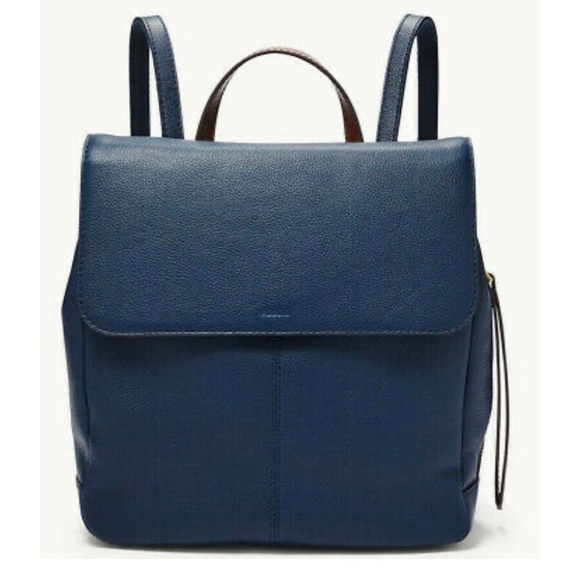 Fossil | Bags | Fossil Claire Navy Blue Leather Backpack | Poshmark